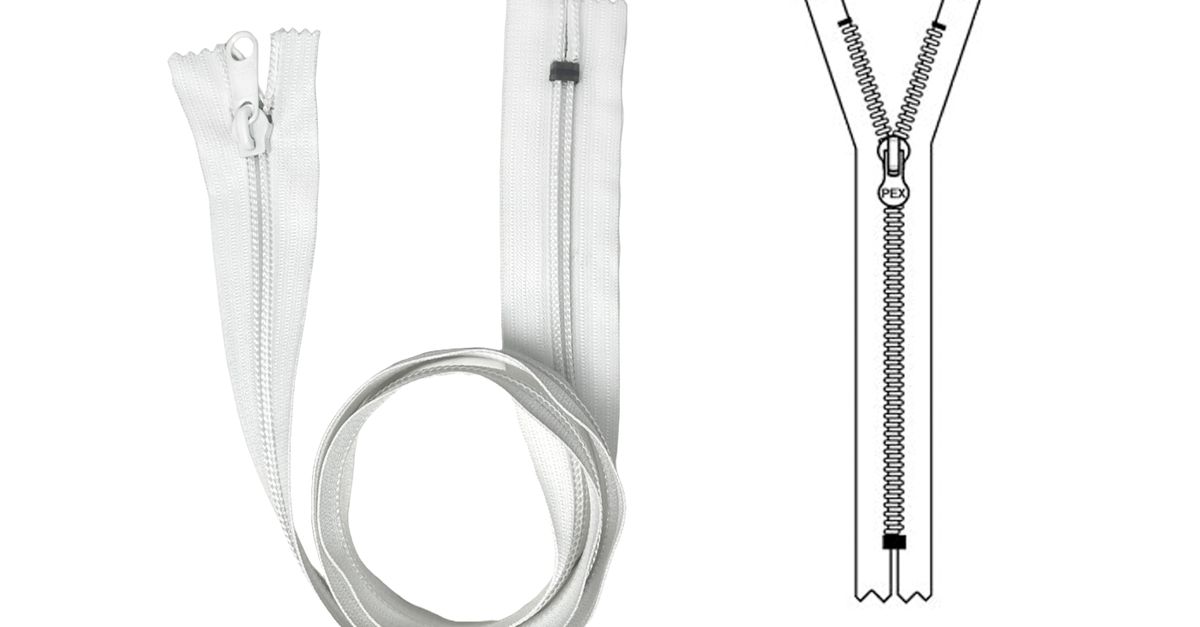 2m Long Heavy Duty Plastic Zip - White - Huck