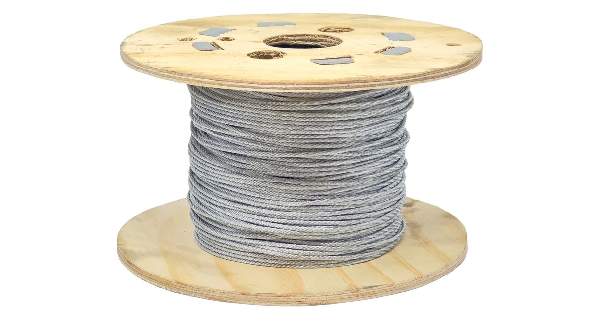 2mm Net Straining Wire, 7x7 Galvanised - 50m Coil - Huck