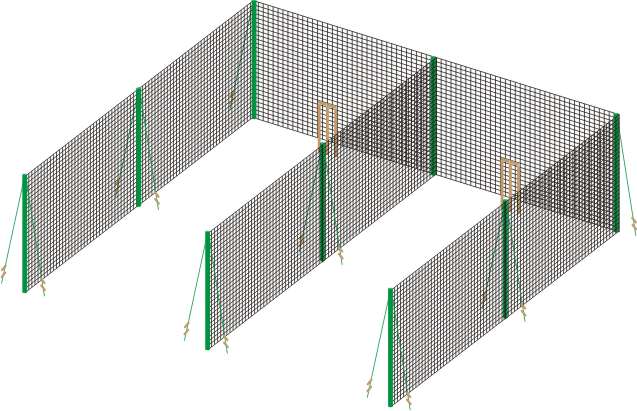 Double lane nets and pole kit 14.64m long - Huck